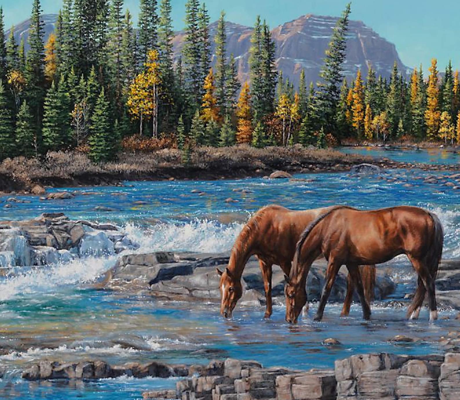 At the River Horses - Ken Penner - 1 Yard Digital Panel - Etsy