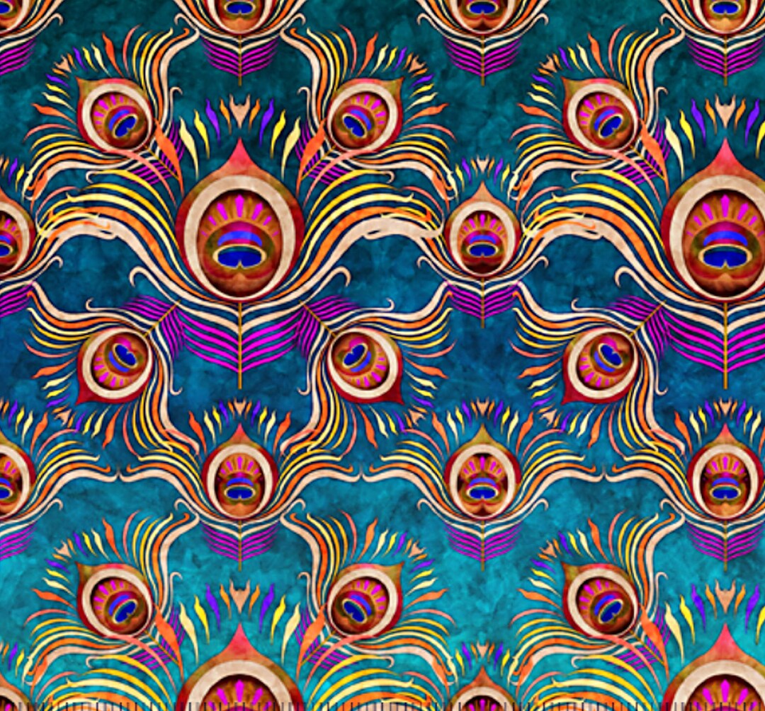 Eclectica Teal Peacock Ombre Damask Dan Morris Quilting Treasures 1 ...
