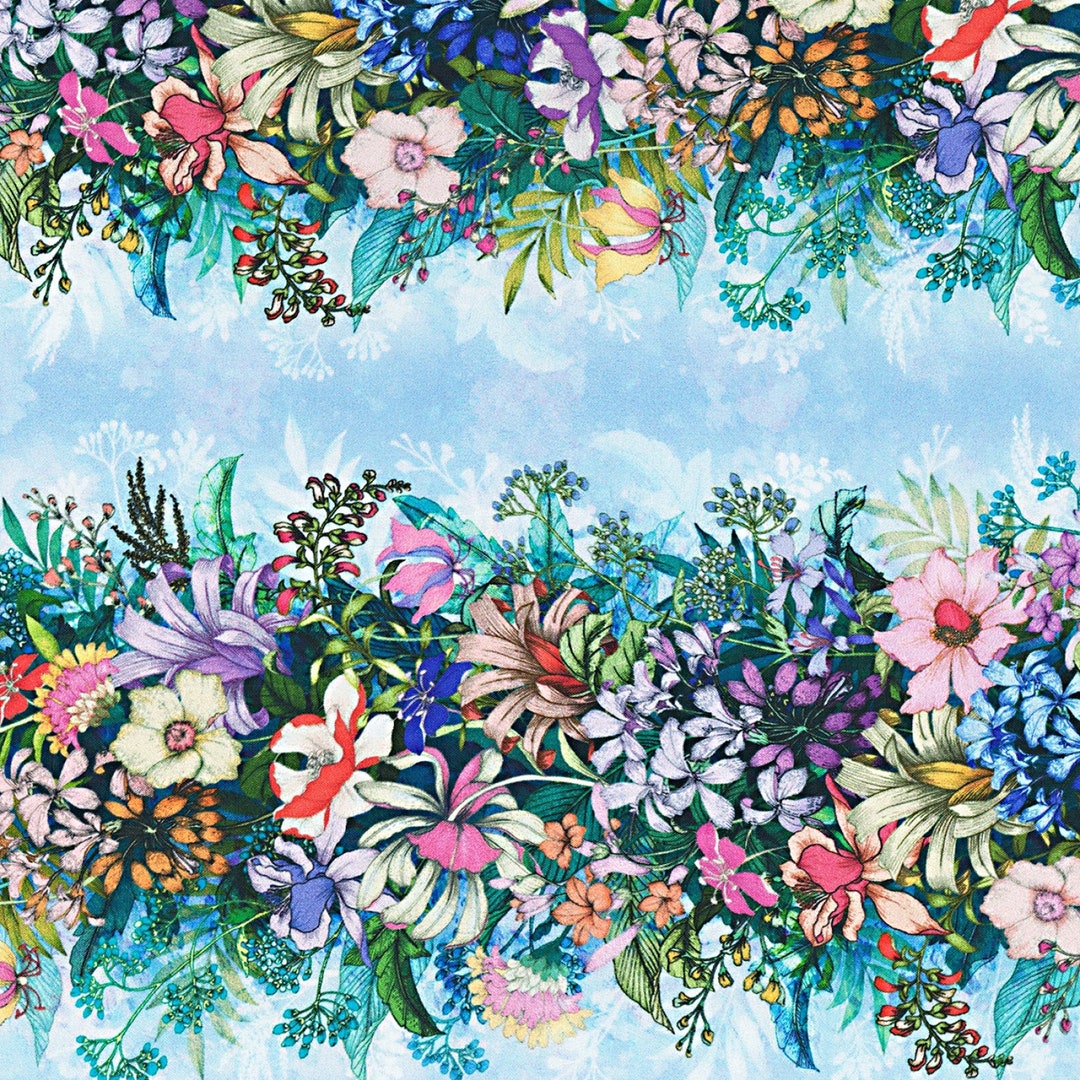 Wild Floral Topia Stripe Digital Robert Kaufman Fat Quarter - Etsy