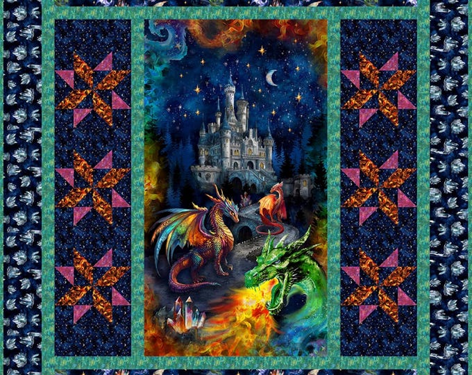 New - Dragon Kingdom Quilt Top Shop Kit 55" X 71" - Whirling by Bound ...