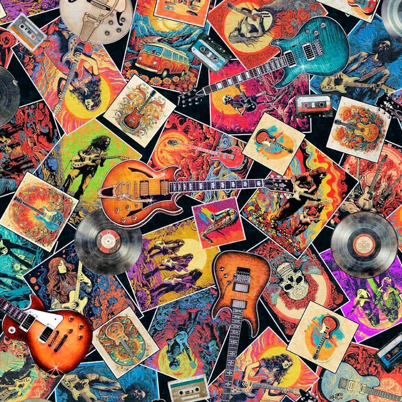 Rock and Rock Album Fabric - Etsy
