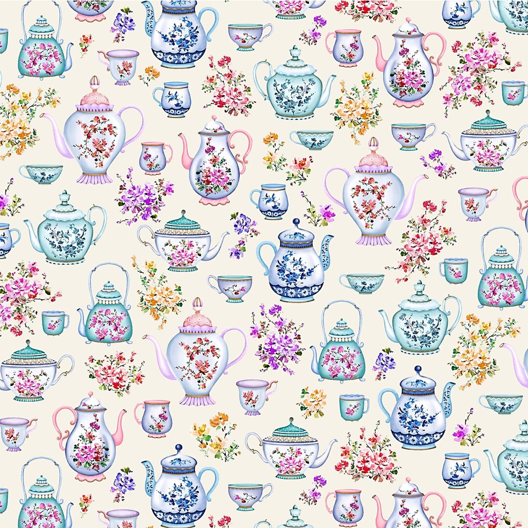 Tea O'clock - Cream Tea Garden - Michael Miller - Short Yard 28 ...