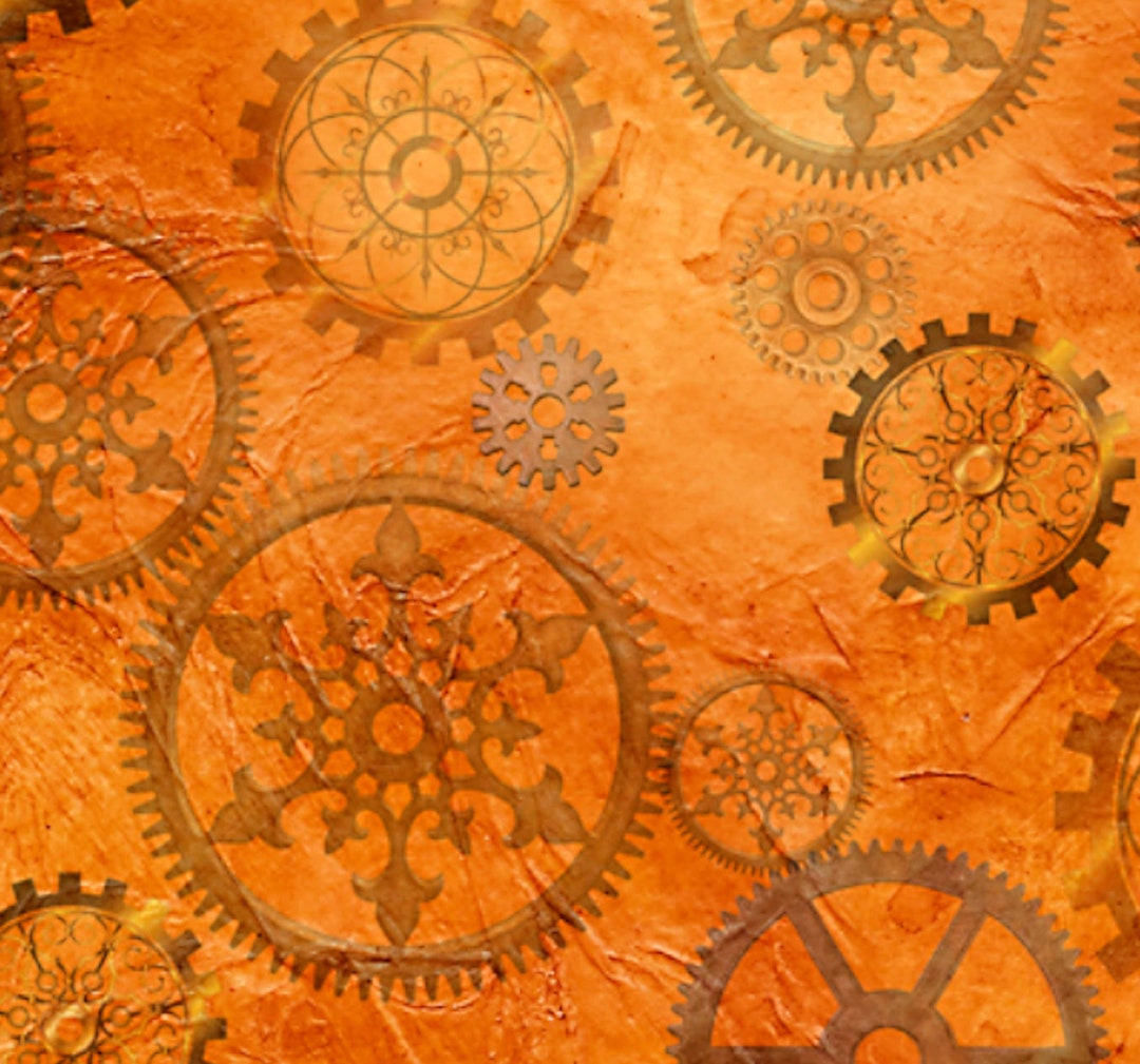 Aquatic Steampunkery Rust Gears - Quilting Treasures - Fat Quarter - Etsy