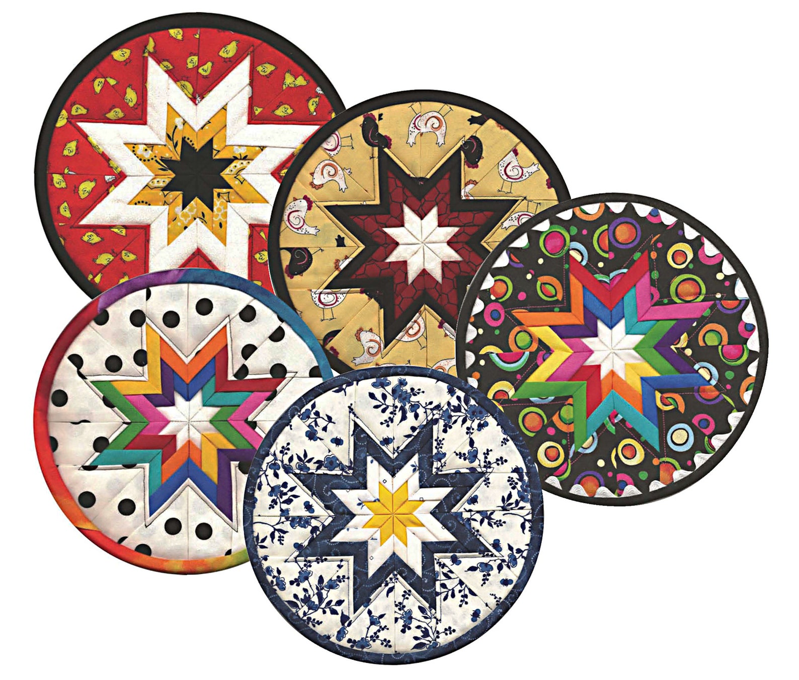 Round Folded Star Hot Pad - Plum Easy Patterns - Etsy