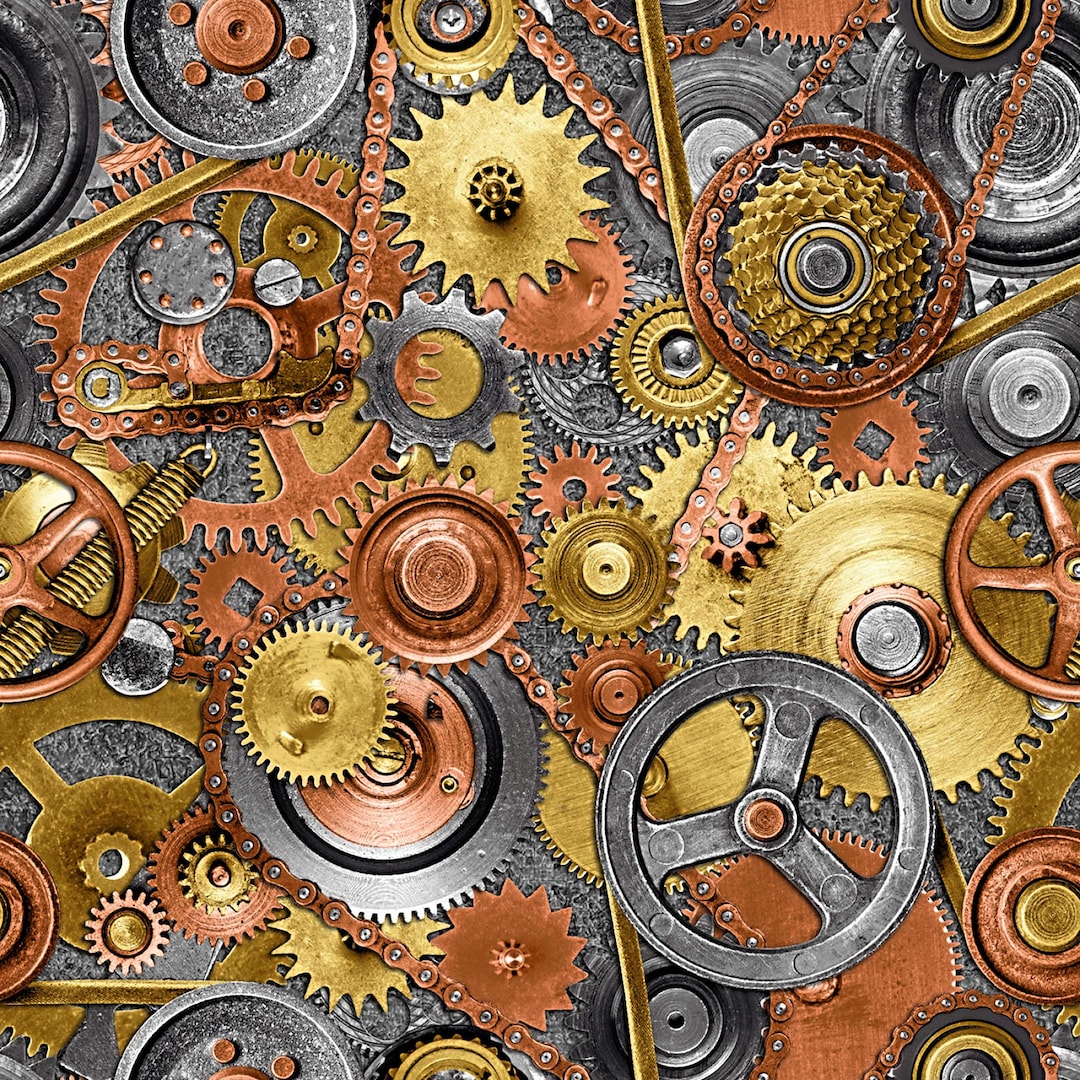 Full Steam Ahead Digital - Gray Gears - Urban Essence - Blank Quilting ...