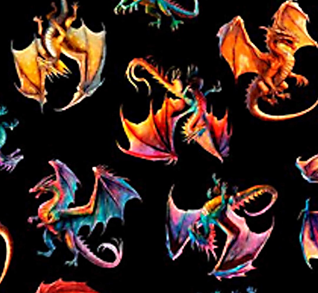 New - Dragon's Song Black Toss - Morris Creative Group - QT Fabrics - 1 ...