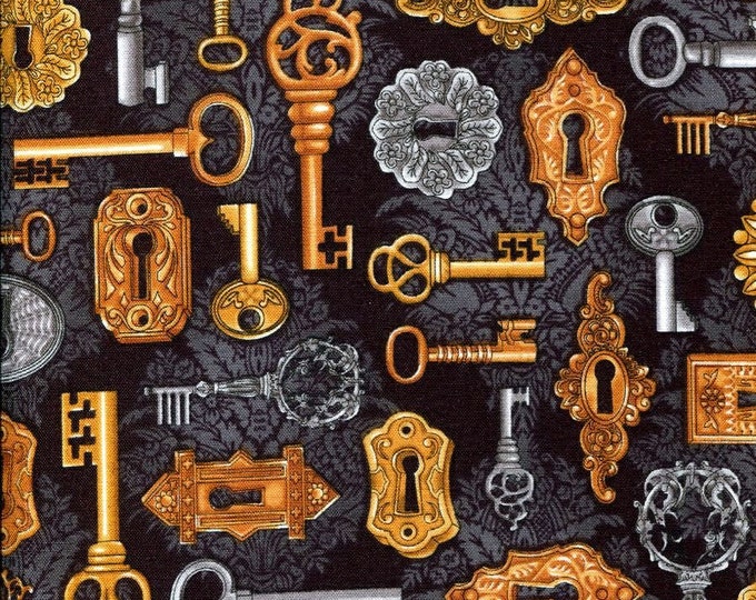 Time Machine Lock and Key Black Robert Kaufman 1 Yard - Etsy