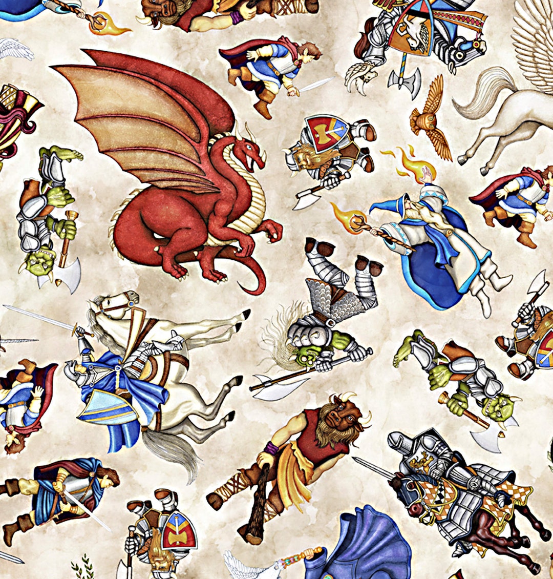 Dragon Quest & Knight Toss Quilting Treasures 1 Yard Last Available - Etsy