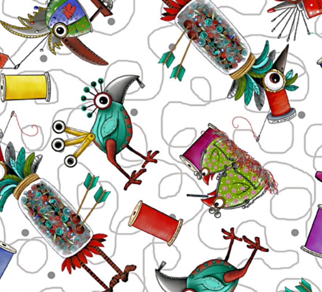 Steampunk Stitchery White Toss Quilting Treasures Fat Quarter - Etsy