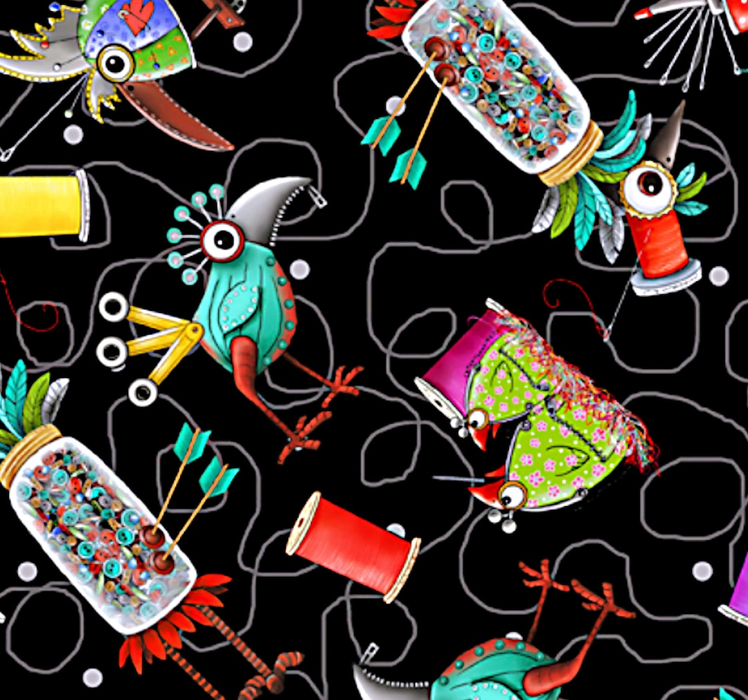 Steampunk Stitchery Black Toss Quilting Treasures Fat Quarter - Etsy