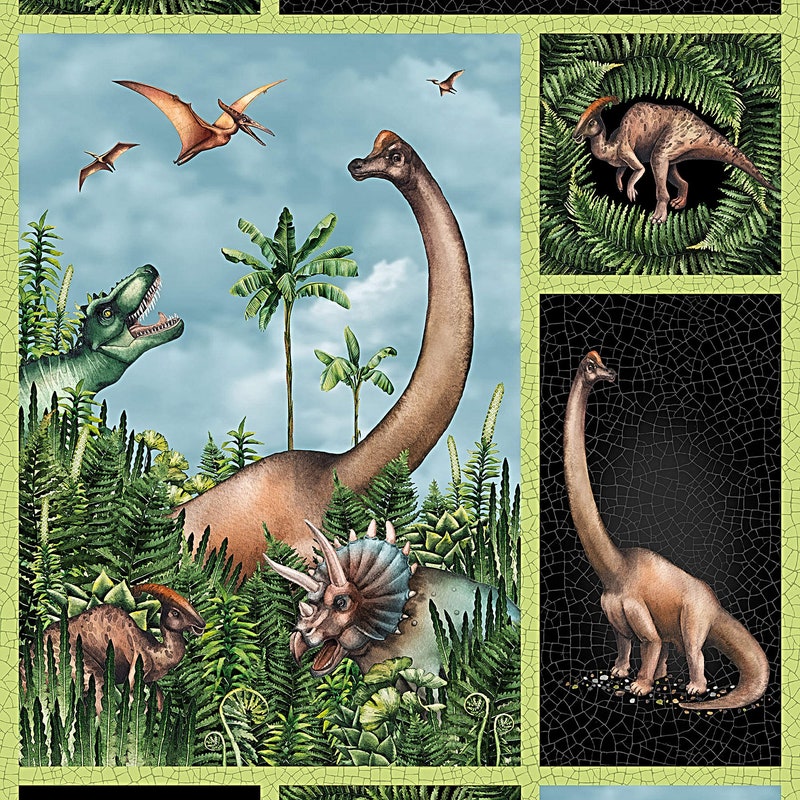 Dinosaur Quilt Panel - Etsy