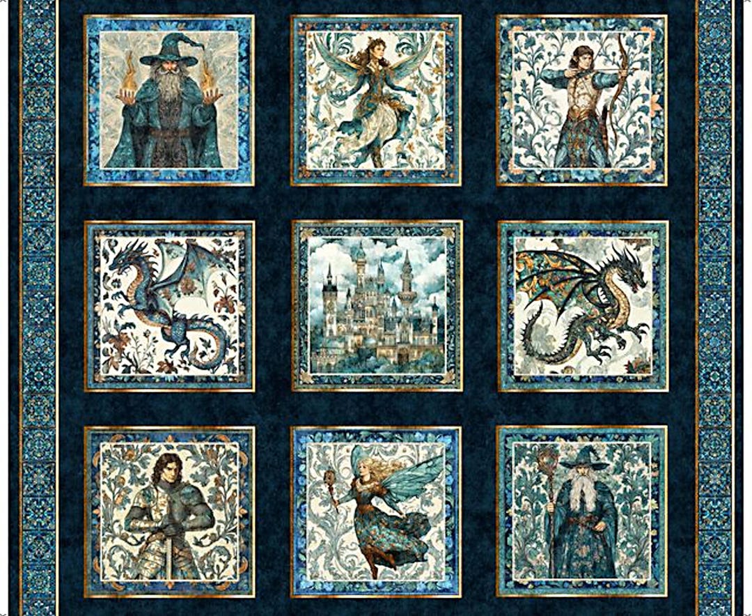 New - Folklore - Large Medieval Patches - QT Fabrics - 1 Yard Panel ...