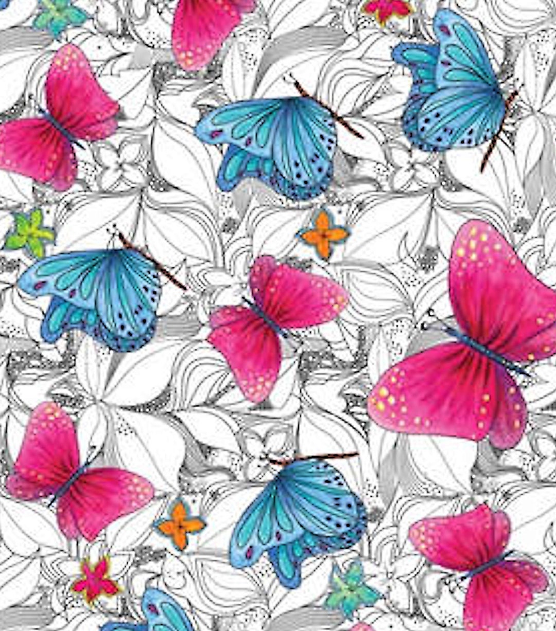 Fantasy Garden Butterflies - Benartex/contempo - Fat Quarter - Etsy