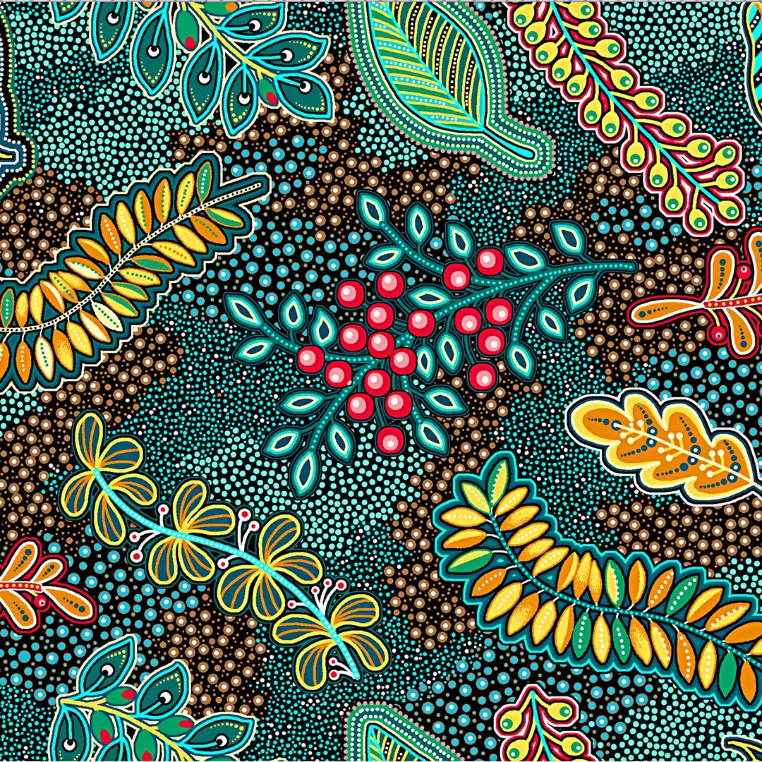 Pannotia Leaves Teal Digital Oasis Fabrics Fat Quarter - Etsy