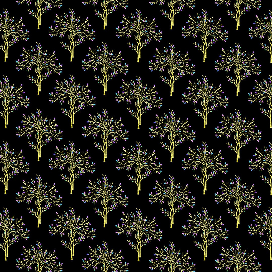 Luminous Gold Metallic Trees - Timeless Treasures - Yardage and More ...