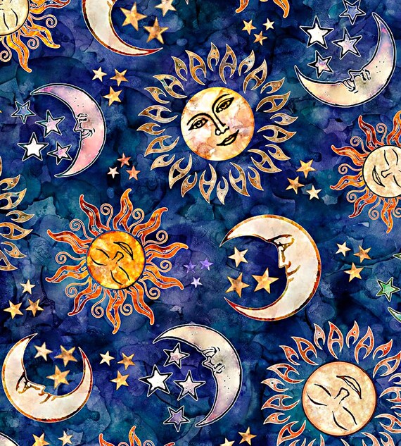 New Moonshadow Blue Moon Star Toss Quilting Treasures 1 - Etsy