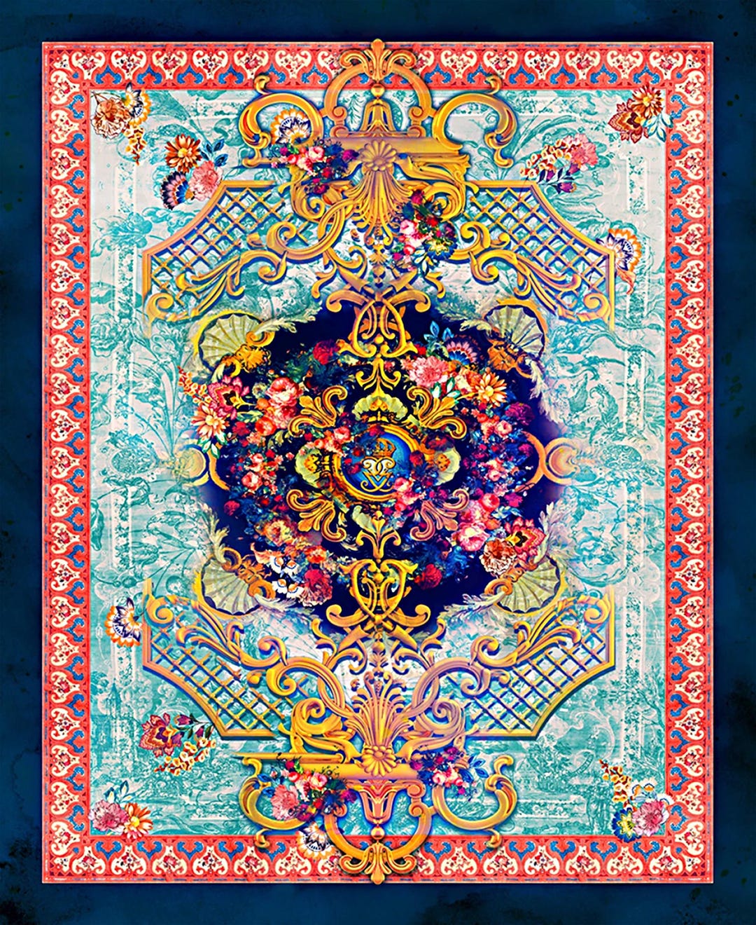 New - Baroque Bloom Panel - Robert Kaufman - 1 Yard Panel - More ...