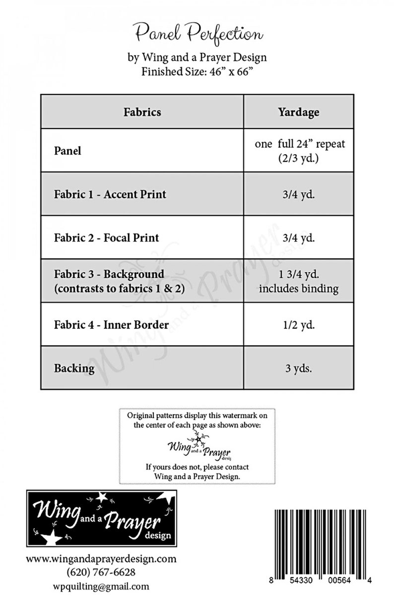 Panel Perfection Wing and a Prayer Design Quilt Pattern | Etsy