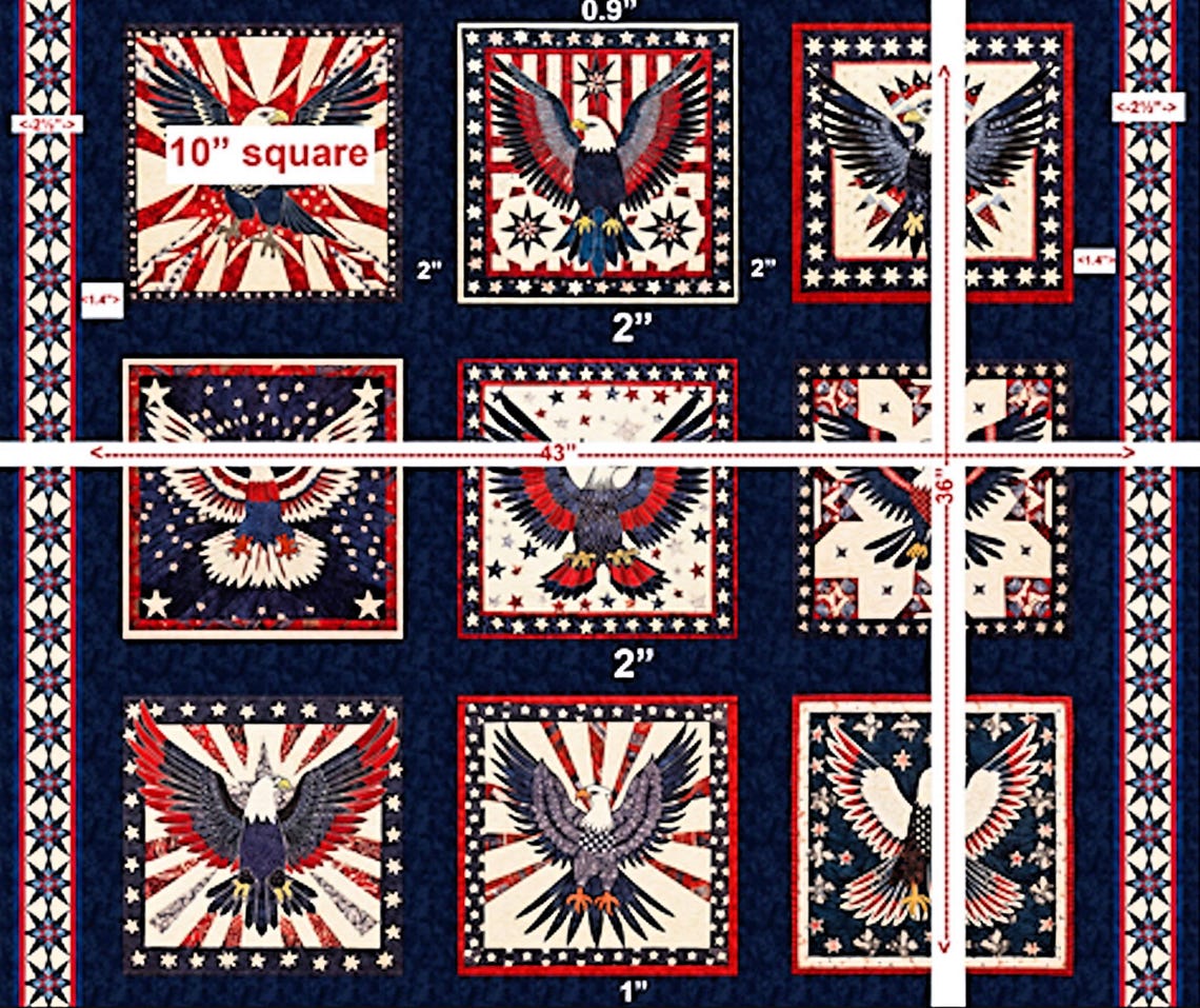 New - American Tapestry Eagle Blocks - Dan Morris - QT Fabrics - 1 Yard ...