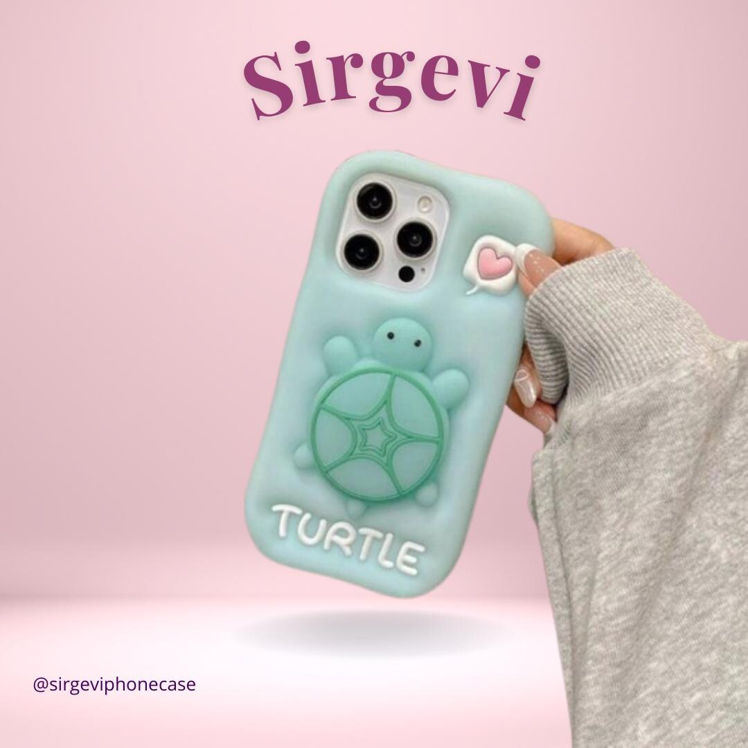 Creative 3D Cartoon Letter Silicone Soft Turtle Night Light Phone Case ...