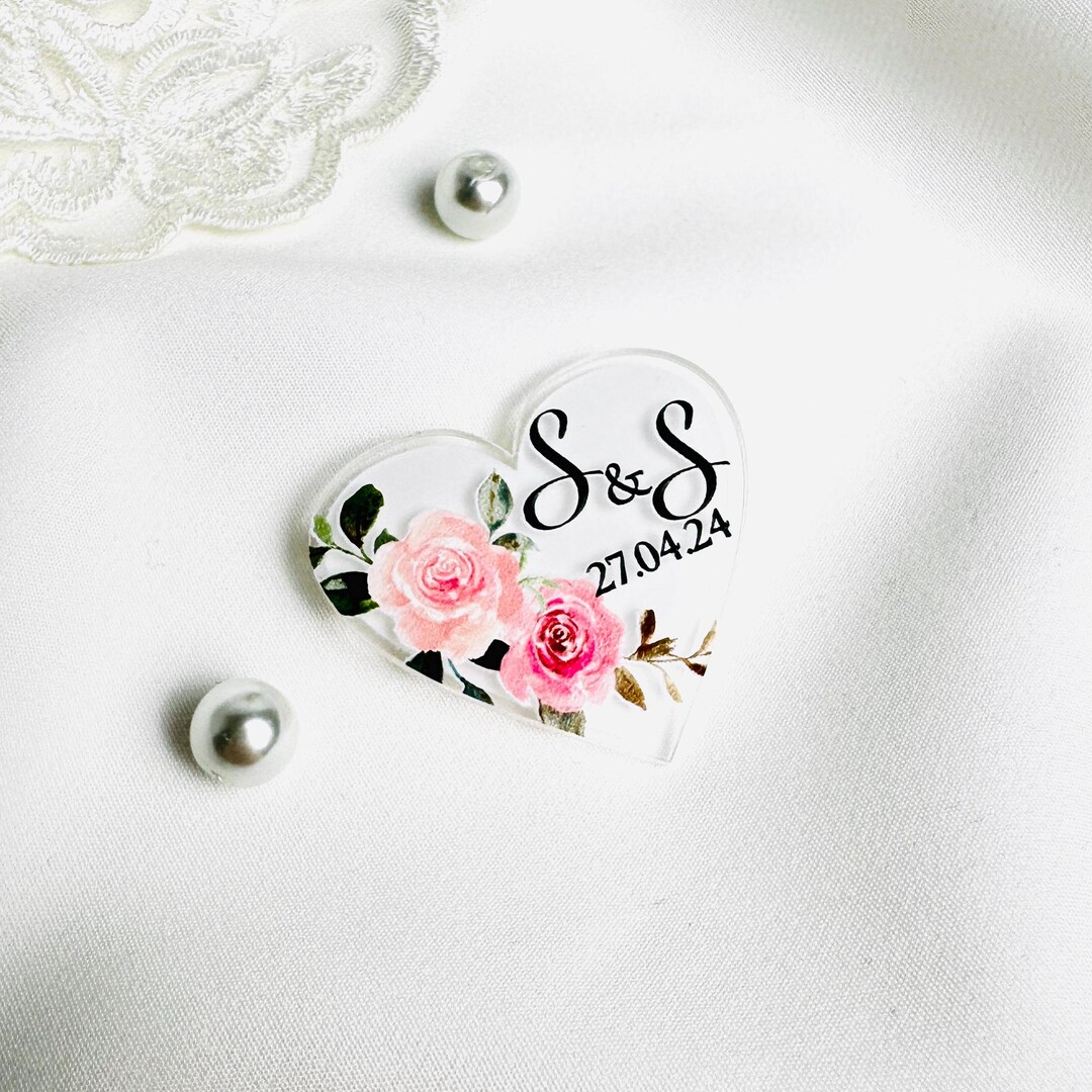 Personalized Wedding Boutonniere: Custom Acrylic Lapel Pin With ...