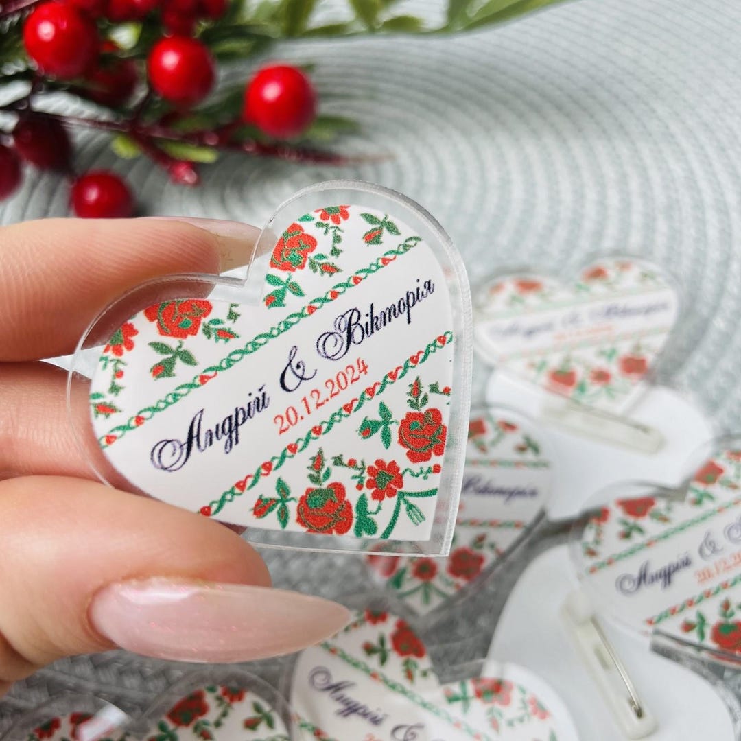 Custom Wedding Pins With Names, Wedding Boutonnieres, Floral Print ...