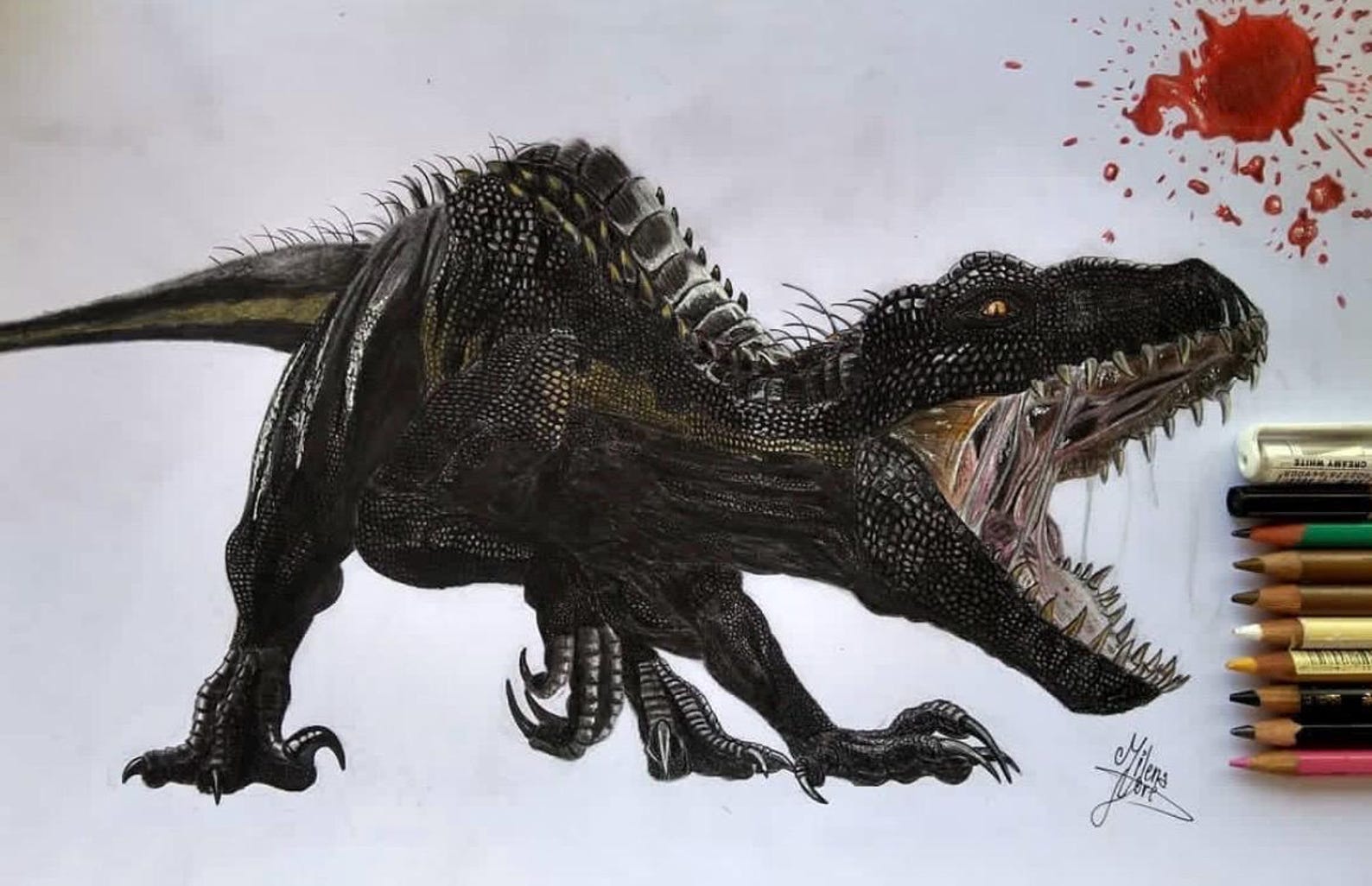 Pencil Drawing Indoraptor From Jurassic World - Etsy
