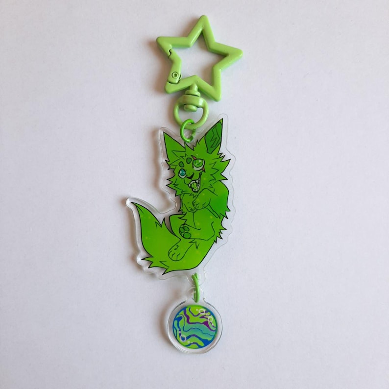 Green Space Cat Keychain - Etsy