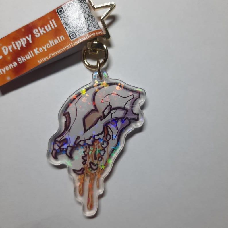 Drippy Hyena Skull Keychain - Etsy