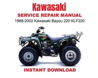 220 ATV Service Repair Manual Workshop 1988-2002 Bayou 220 KLF220 ATV ...