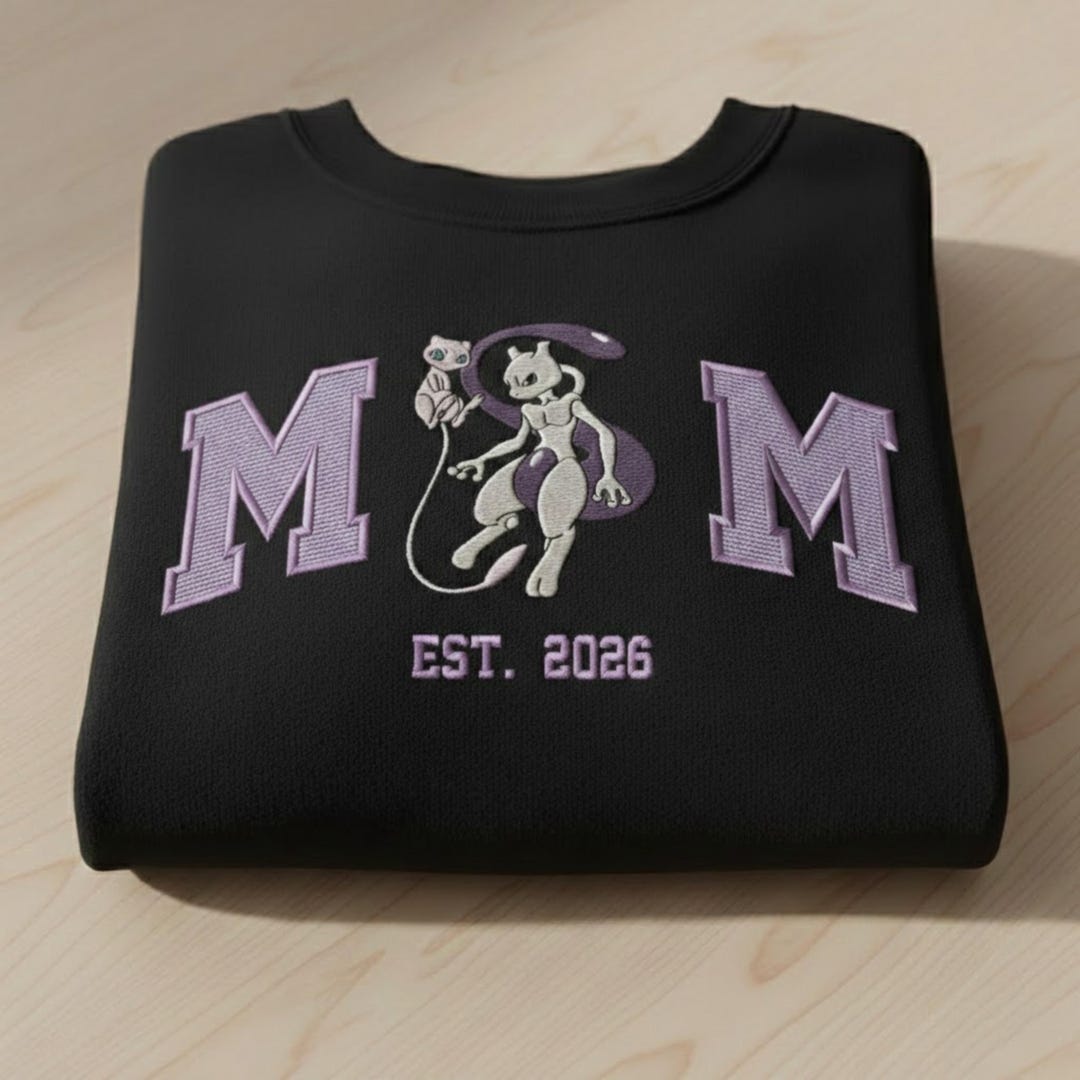 Embroidered Custom Pokemom Character Hoodie, Cute Poke Mom Characters ...
