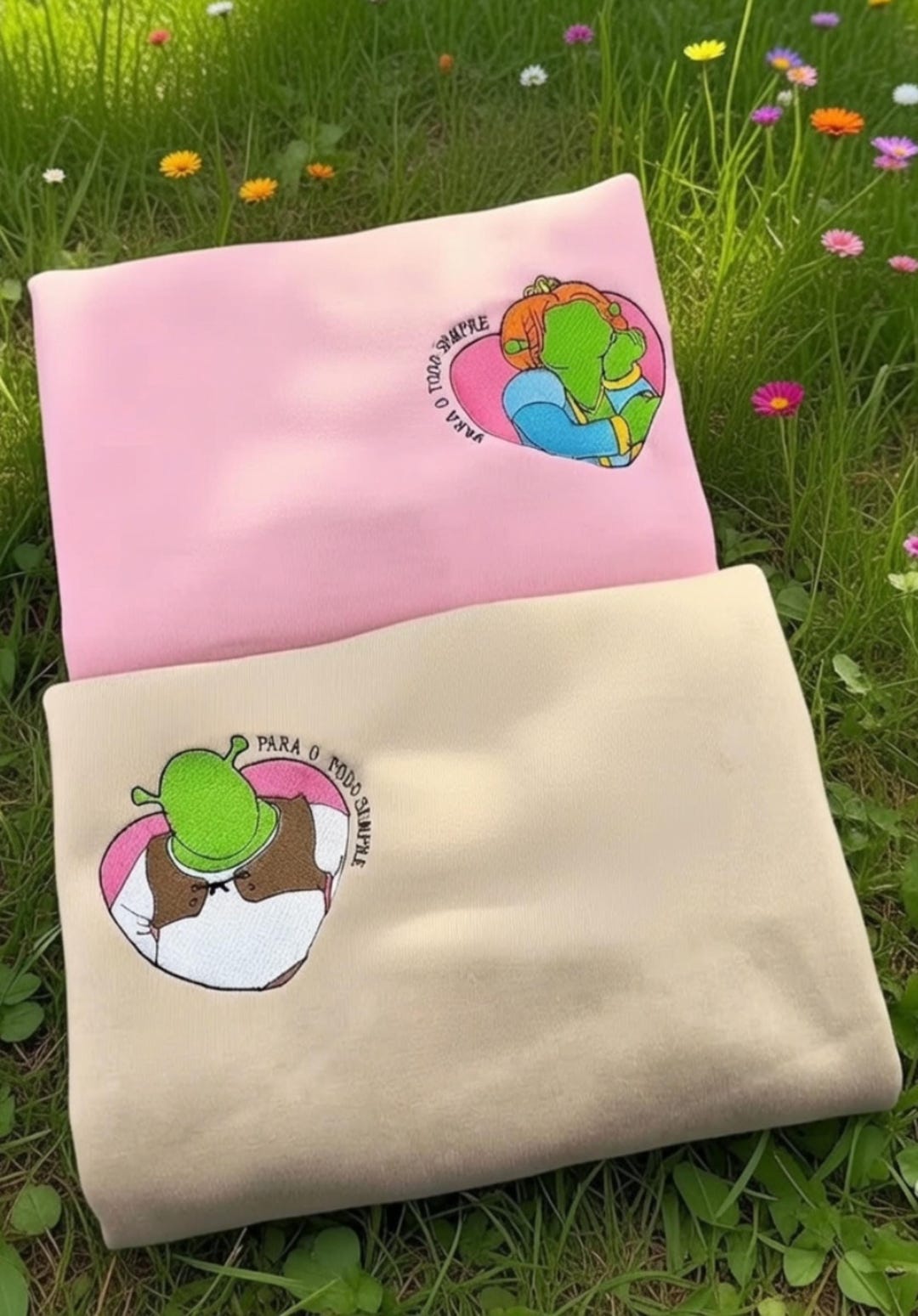 Shrek & Fiona Embroidered Sweatshirt, Cute Couple Matching T-shirt ...