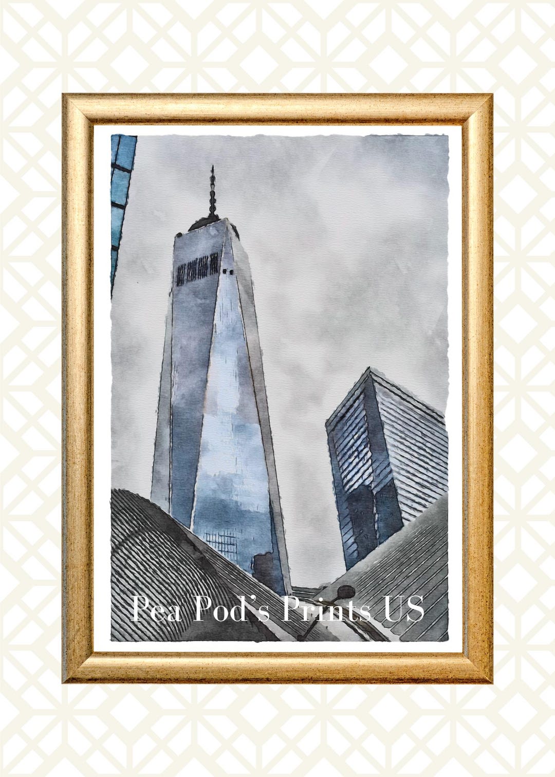 Landscape Watercolor - Skyscrapers - Etsy