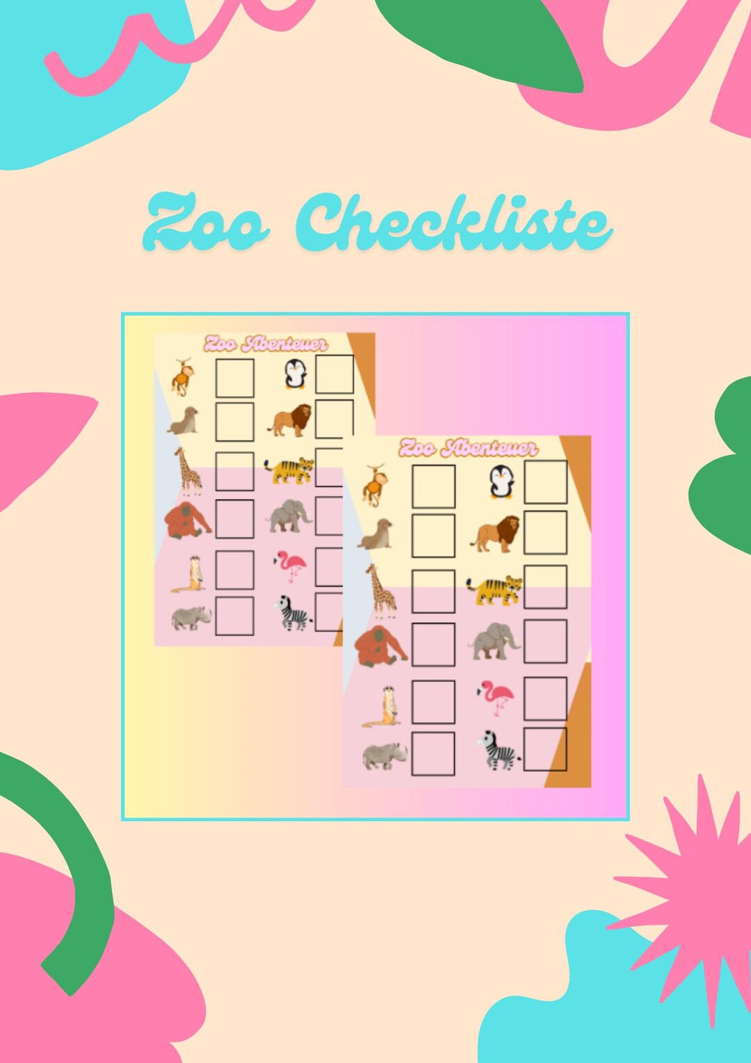 Motivation Zoo Checklist – Which Animals Did I See!? - Etsy