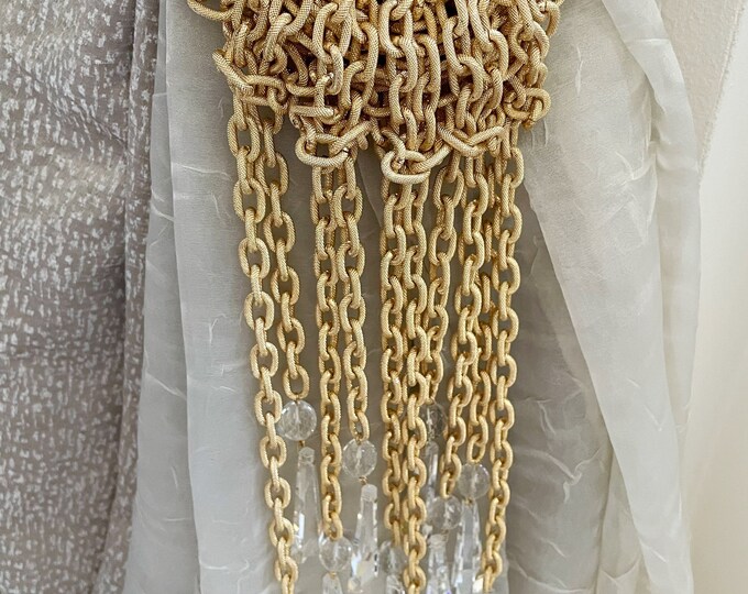 Luxury Set of 2 Gold Chains Tiebacks With Crystals Cascade - Etsy