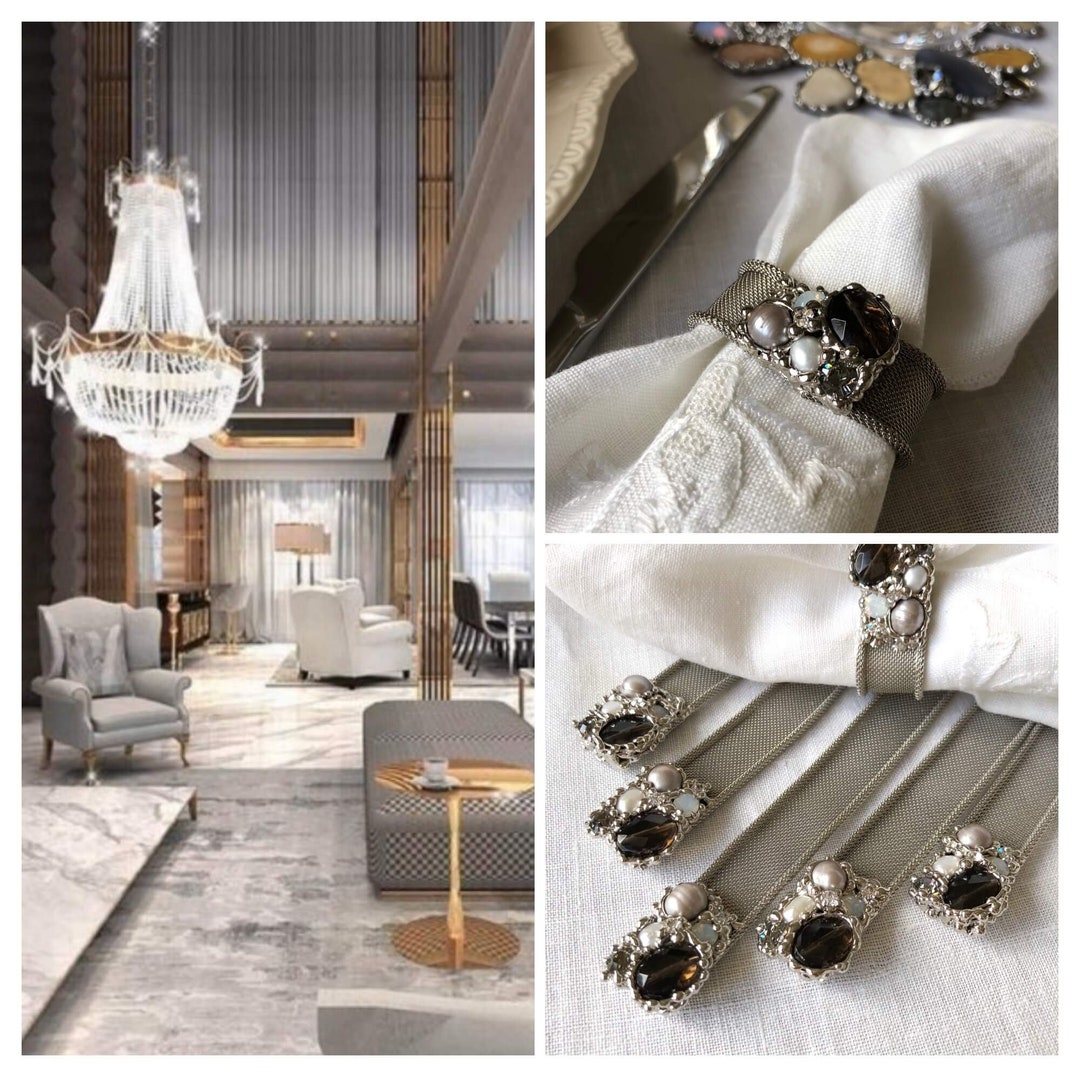 SET OF 6 Luxury and Exclusively Designed Napkin Rings Grey - Etsy