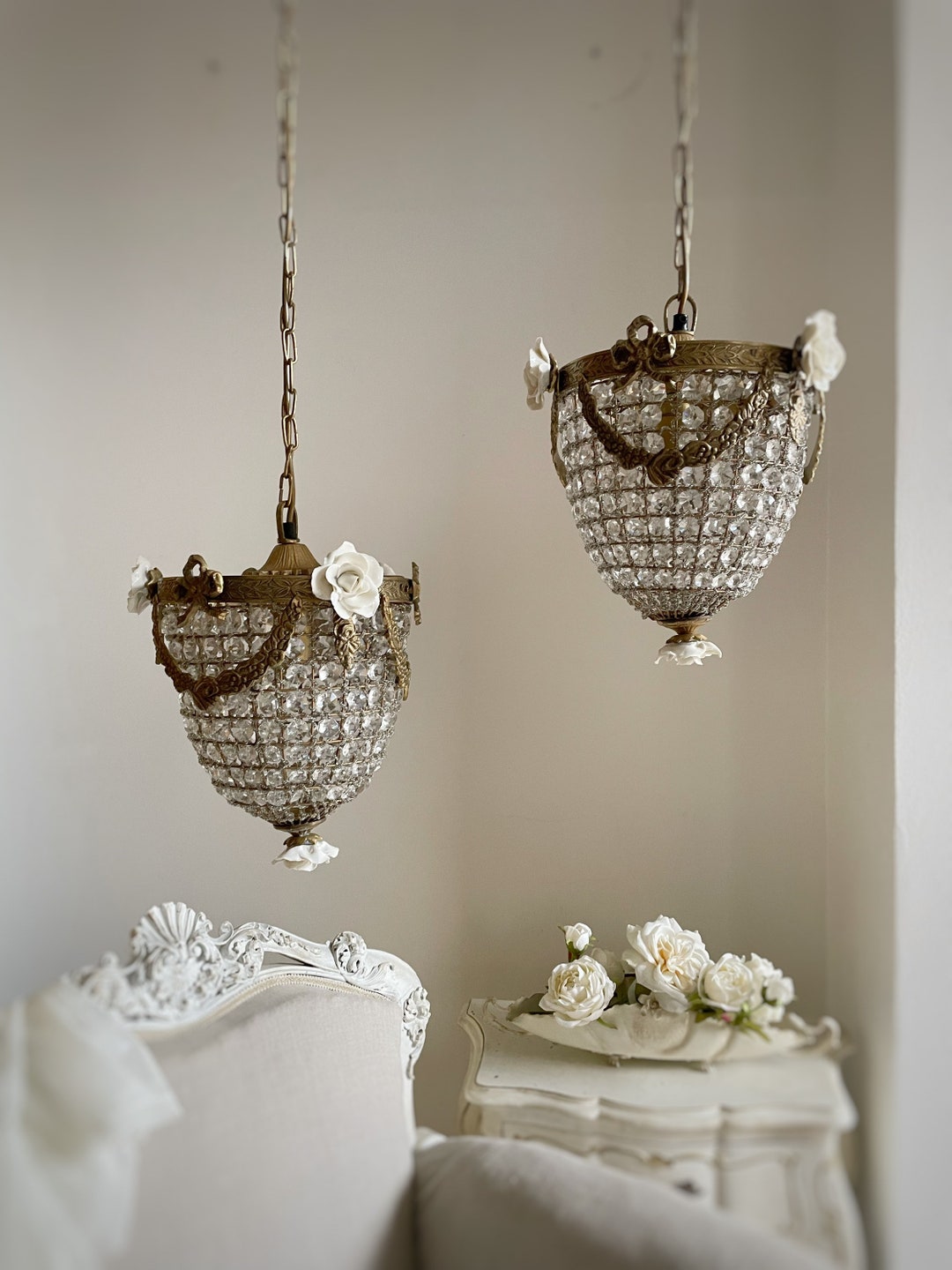 SET OF 2 French Empire Style Ceiling Lamps Biscuit White - Etsy