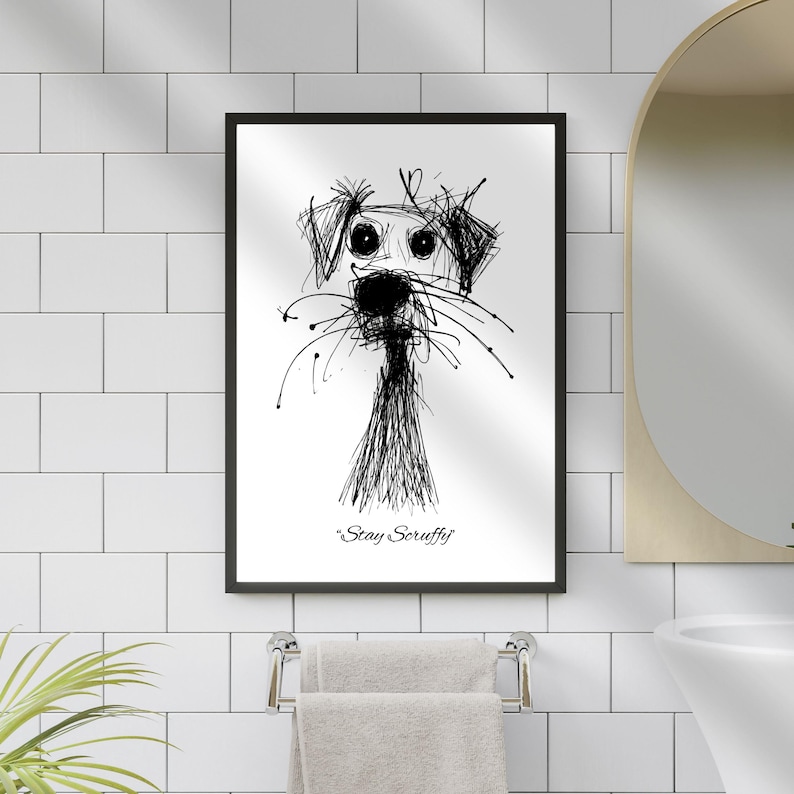 Scruffy Dog Art Print: Quirky Line Drawing, Minimalist Pet Portrait - Etsy