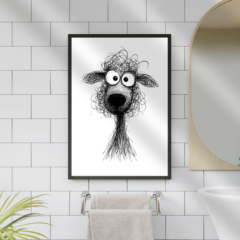 Scruffy Sheep Art Print: Quirky Farmhouse Animal Sketch - Etsy Australia