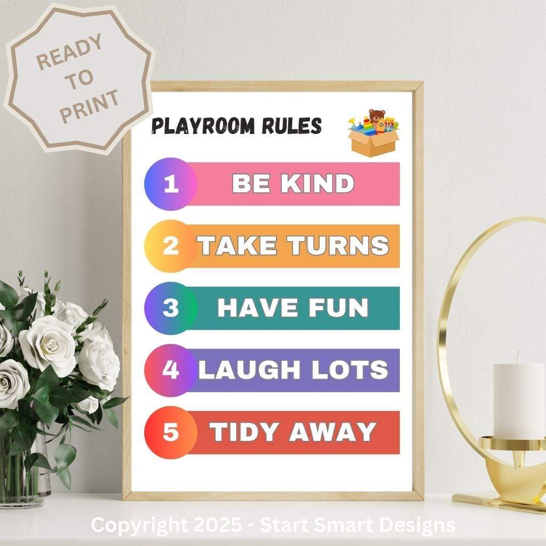 Playroom Rules Poster, Printable Reading Poster, Educational Printable ...
