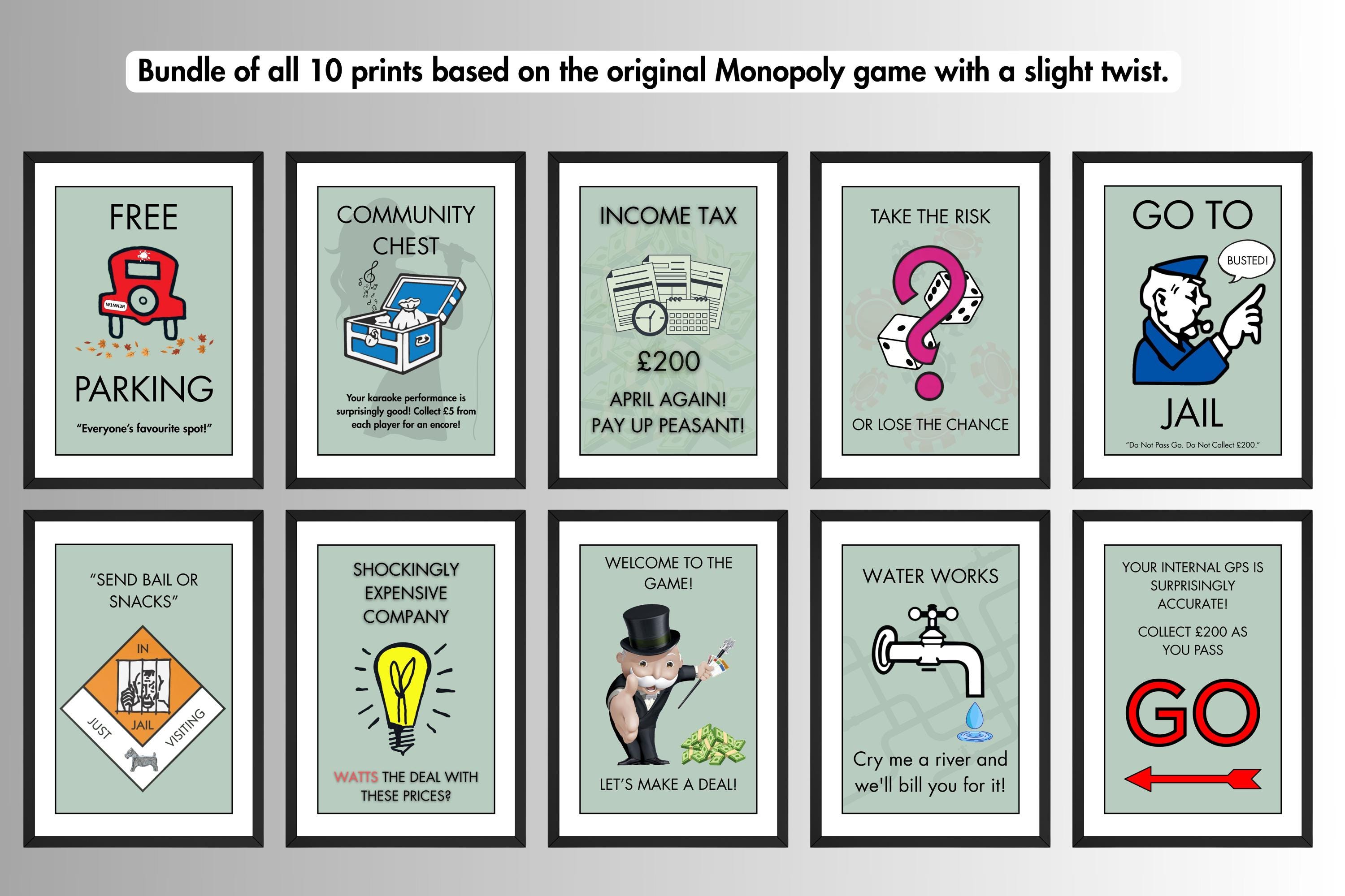 Monopoly Inspired Wall Art Prints: Game Room Decor (digital Prints) - Etsy