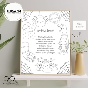 Itsy Bitsy Spider Coloring Page | Printable Nursery Rhyme Sheet for ...