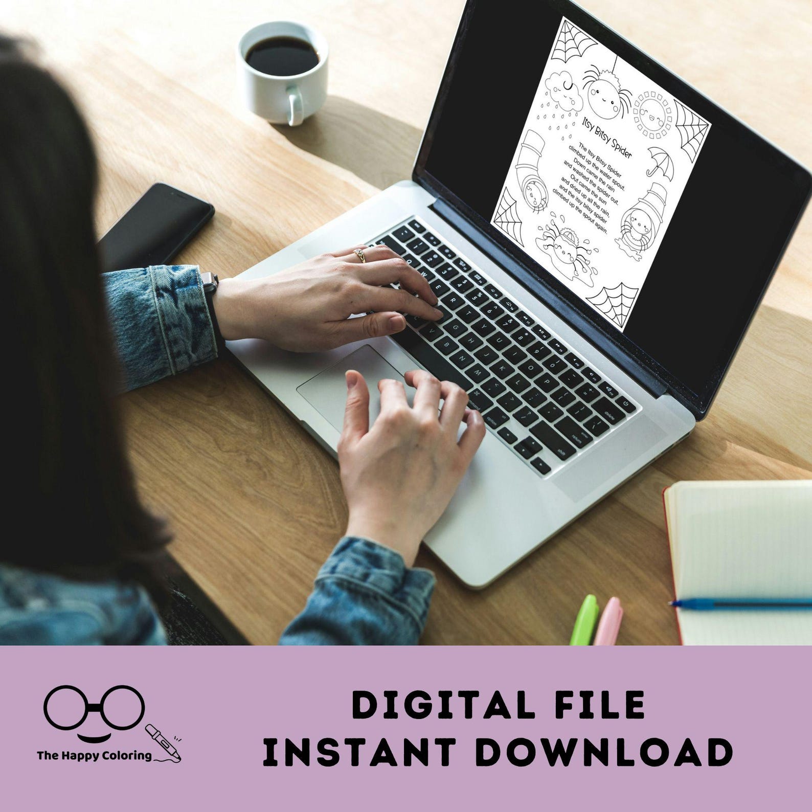 Itsy Bitsy Spider Coloring Page | Printable Nursery Rhyme Sheet for ...