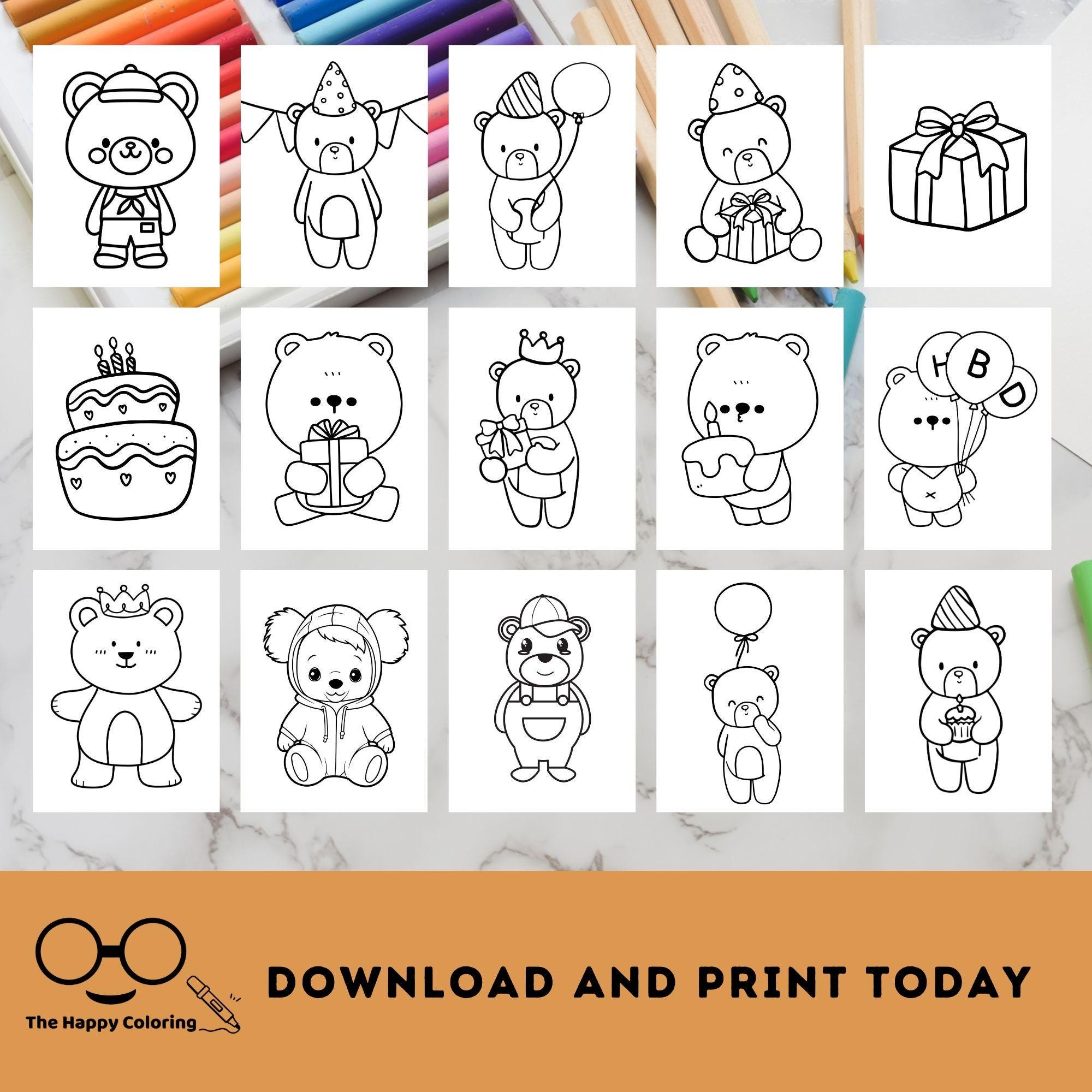 Teddy Bear Birthday Coloring Pages | Printable Teddy Bear and Balloon ...