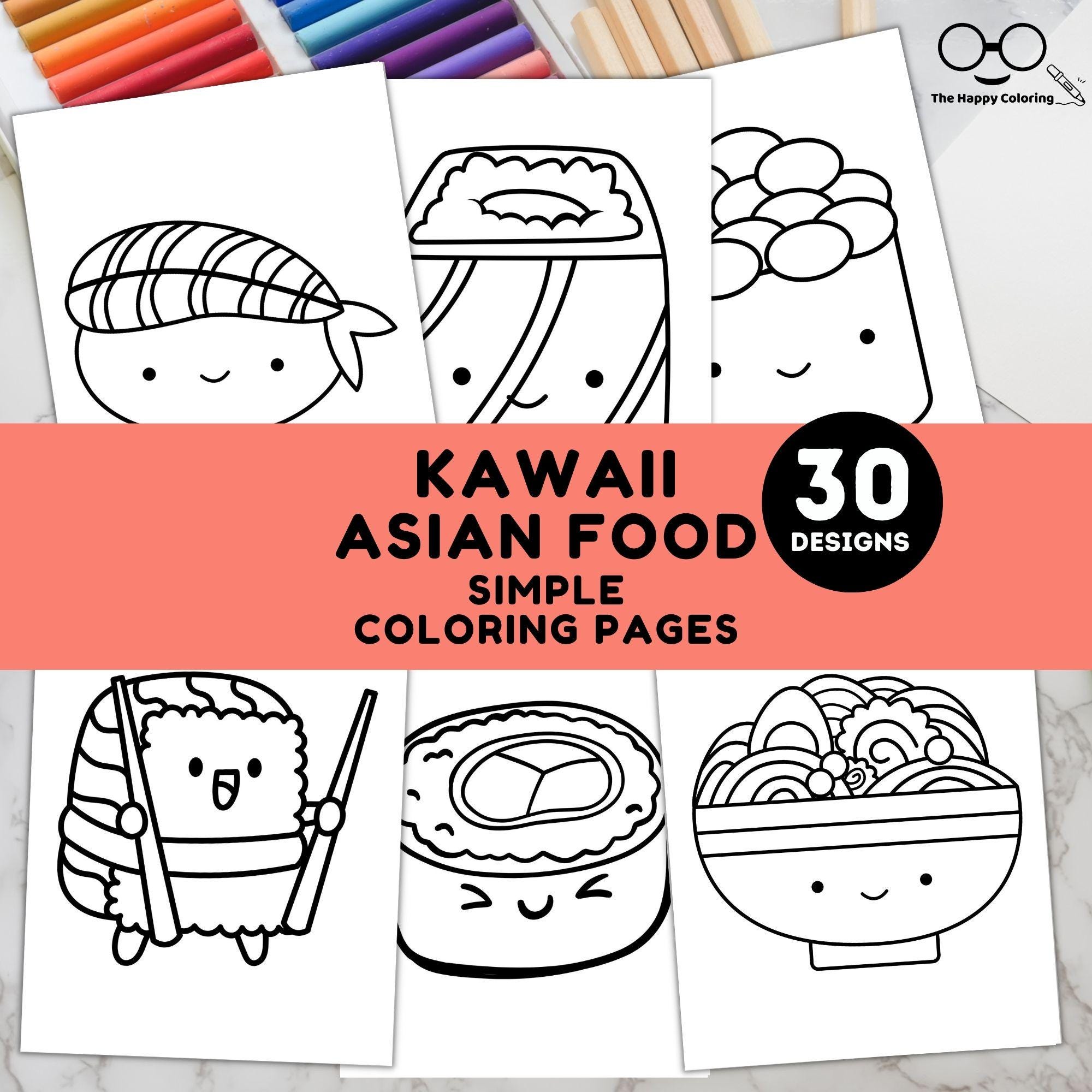 Sushi Coloring Pages for Kids | Asian Food | Kawaii Food | 30 Printable ...