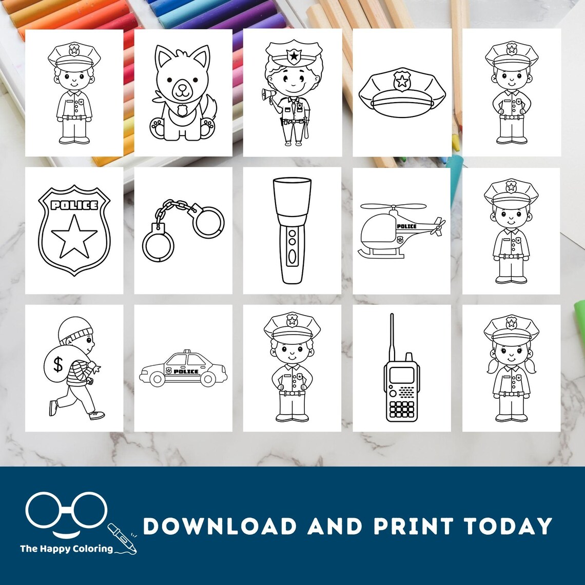 Police Coloring Pages Printable Police Car and Officer Sheets for Kids ...