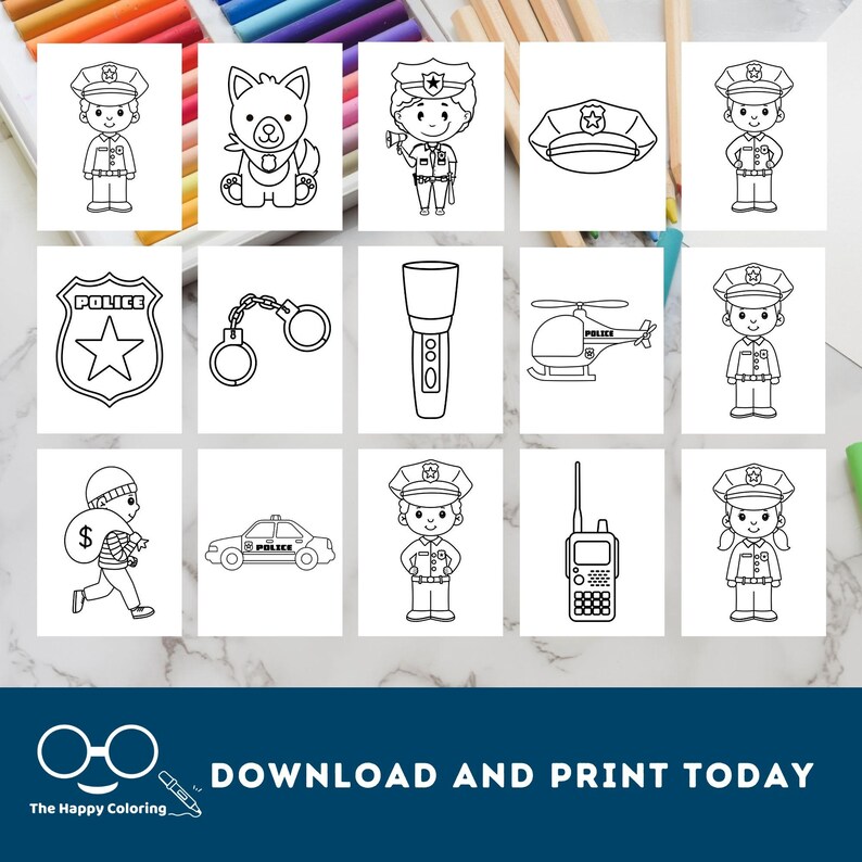 Police Coloring Pages Printable Police Car and Officer Sheets for Kids ...