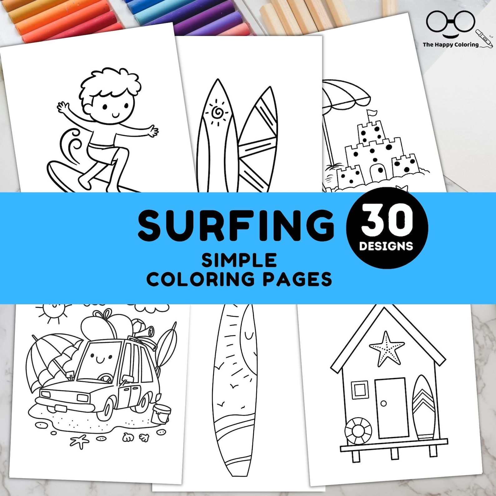 Surfing Coloring Pages Printable | Surfboard and Beach Sheets for Kids ...