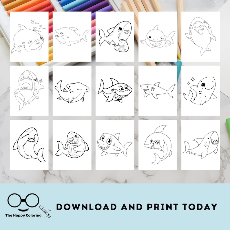 Shark Coloring Pages for Kids | 30 Cute Printable Shark Sheets | Fun ...