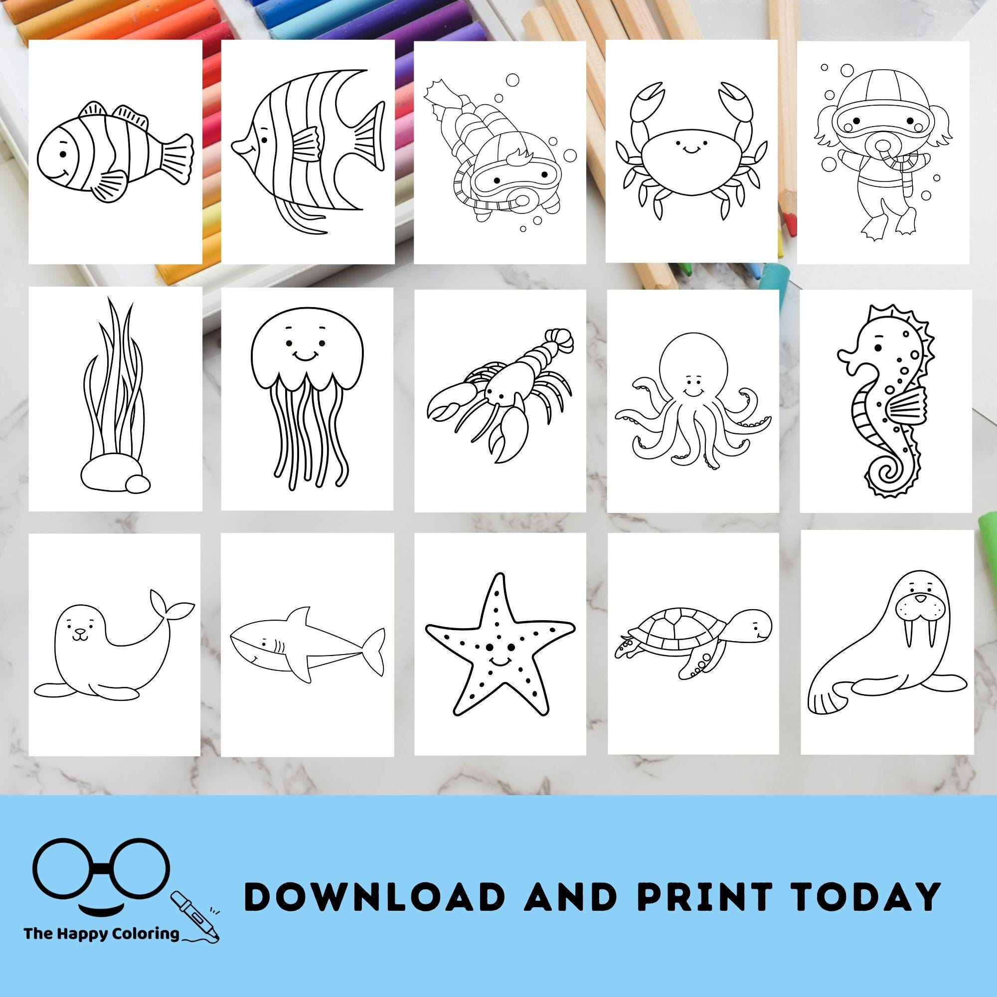 Sea Creature Coloring Pages Printable | Ocean and Marine Life Sheets ...